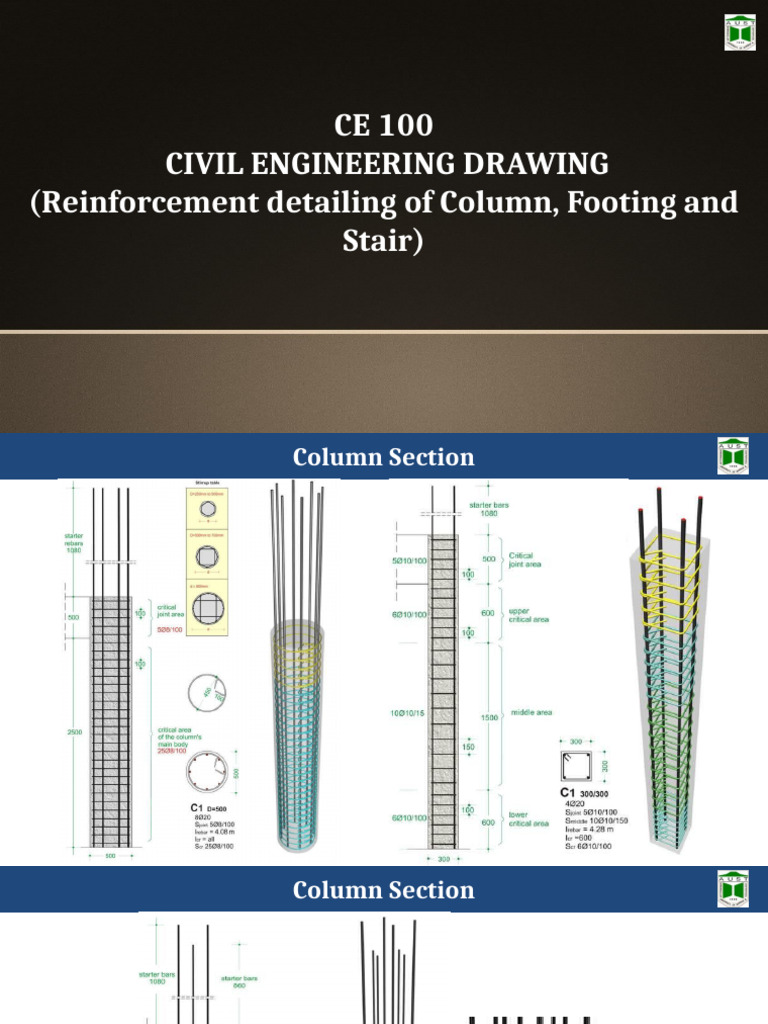 Civil Engineering Drawing: Columns & Footings | PDF