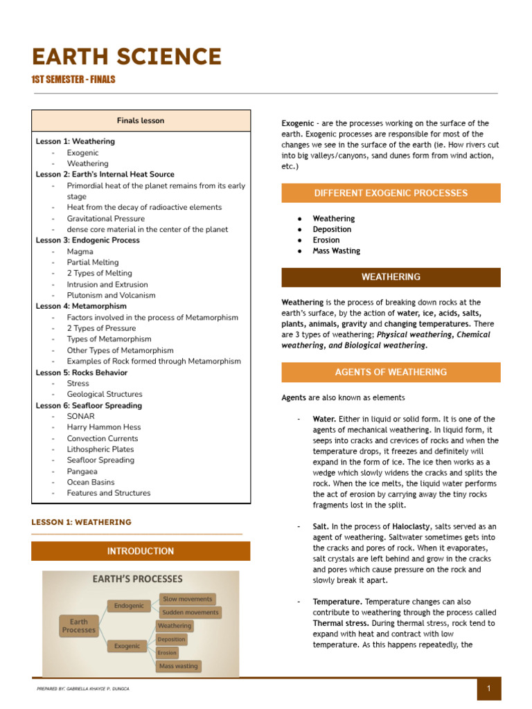 Earth Science Finals: Weathering & Processes | PDF | Magma | Rock (Geology)