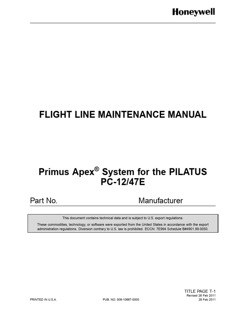 Pc-12 NG Flight Line Maintenance Manual | PDF