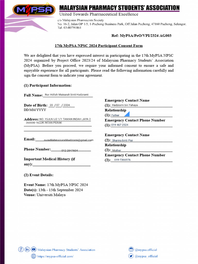 MyPSA National Event Participants Consent Form - 240820 - 110405 | PDF ...