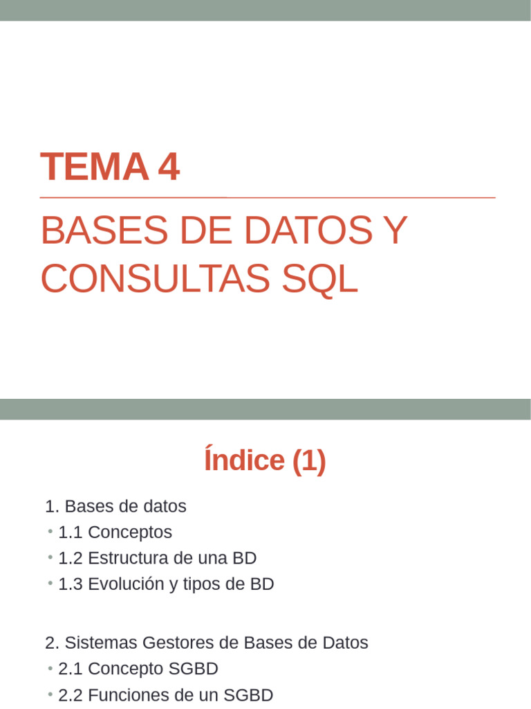 Tema 4 - BD y Consultas SQL | PDF | SQL | Bases de datos