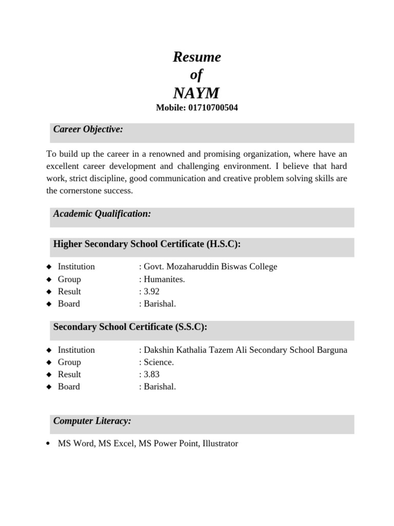Naym CV | PDF