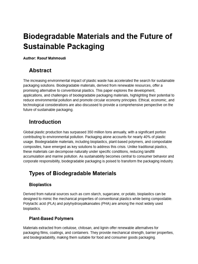 Biodegradable Materials and The Future of Sustainable Packaging | PDF ...