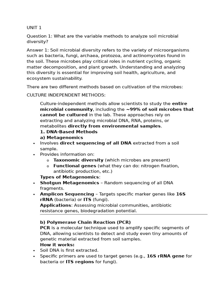 Analyzing Soil Microbial Diversity Methods | PDF | Dna Sequencing ...