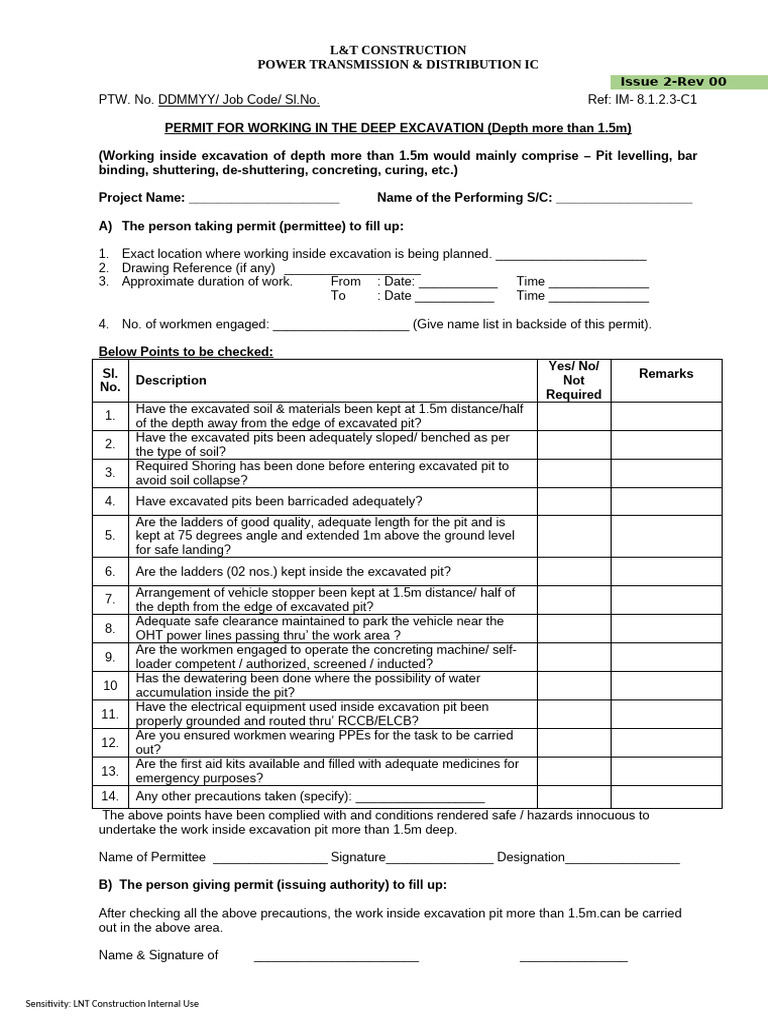 IM-8.1.2.3-C1 Permit for Working in the Deep Excavation (Depth More ...