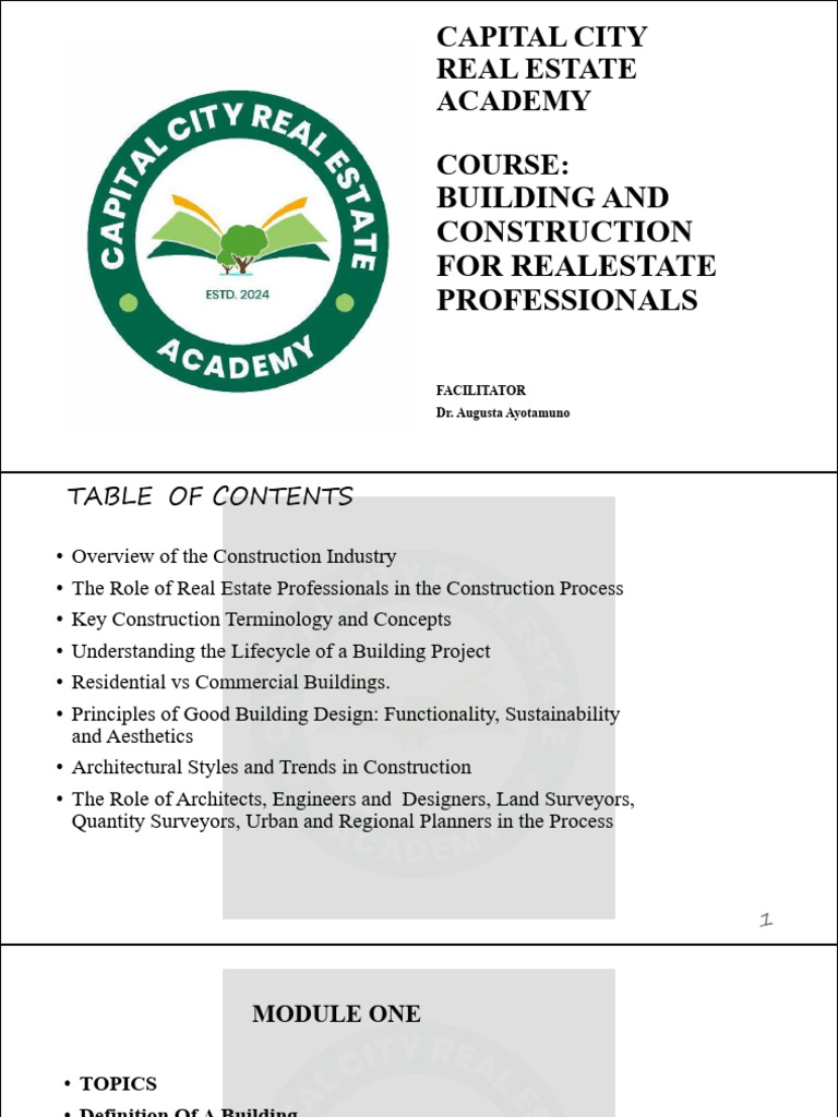 Ccrea - Building Technology Course | PDF | Personal Protective ...