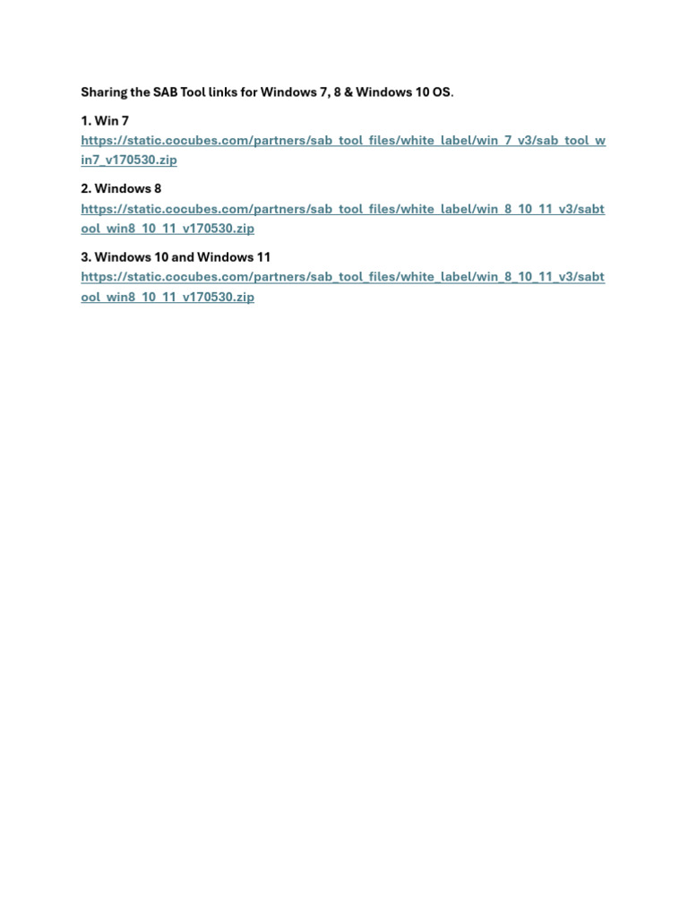 SAB Tool Download Links for Windows | PDF