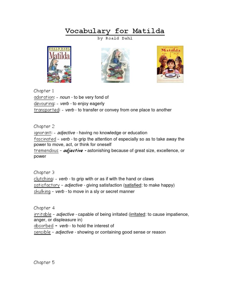 Vocabulary Guide for Matilda | PDF | Adjective | Rules
