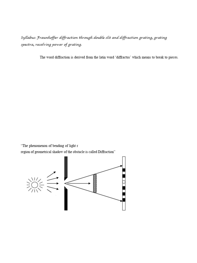 Optics Diffraction Notes FY Physics | PDF | Diffraction | Angular ...