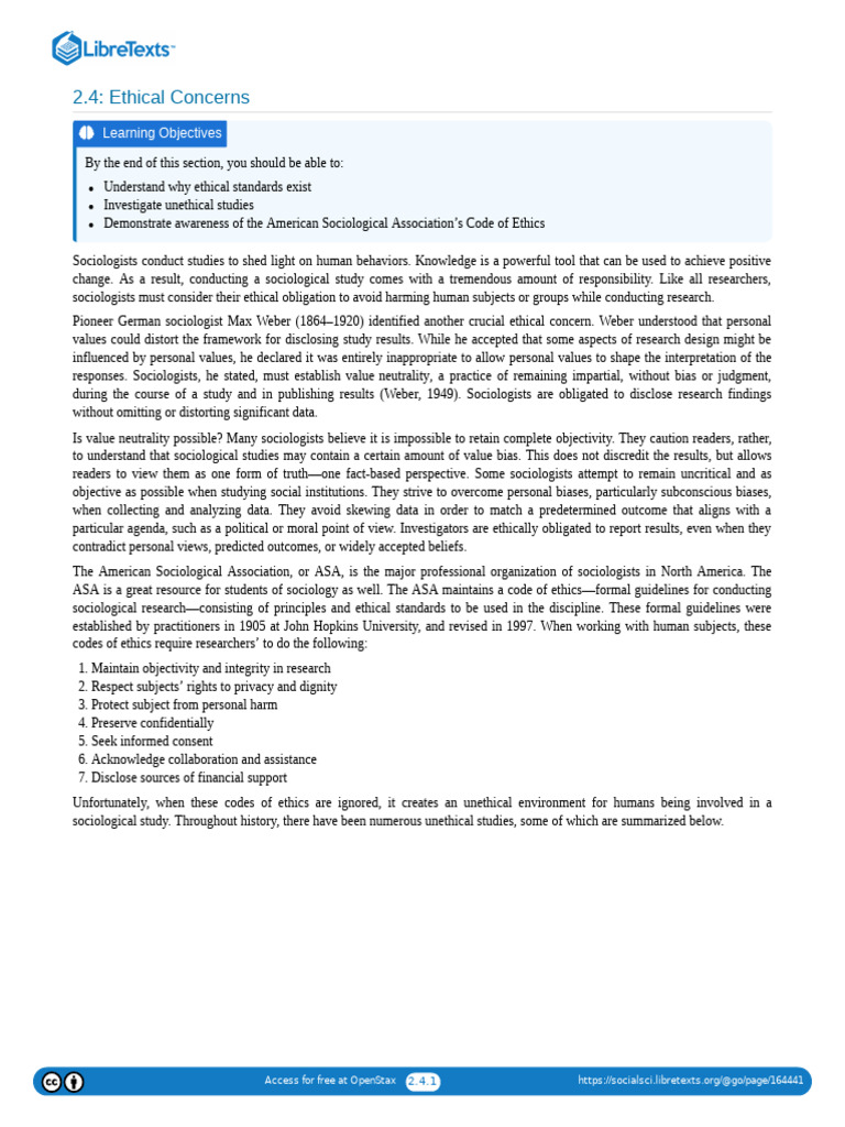 2.04 Ethical Concerns | PDF | Sociology | Bias