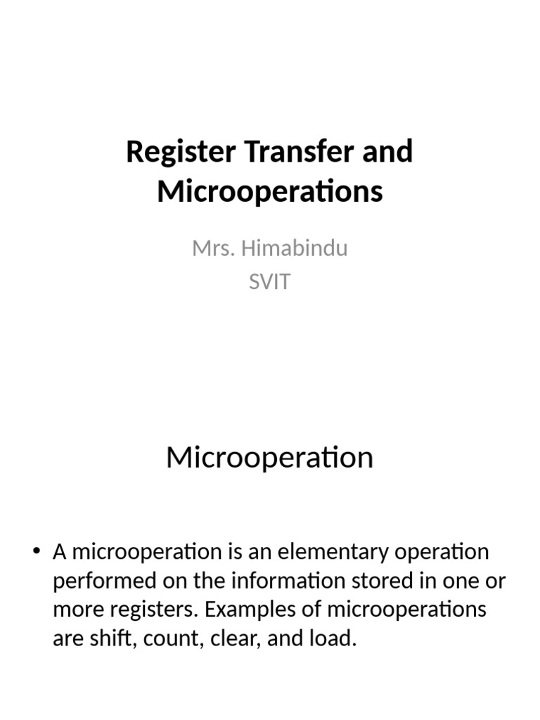 Register Transfer and Microoperations | PDF | Computer Engineering ...