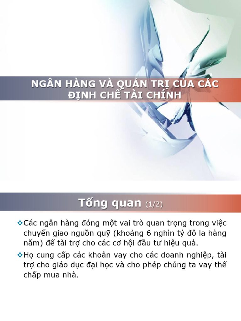 Chuong 09 - Ngan Hang Va Quan Tri Cua Cac Dinh Che Tai Chinh | PDF