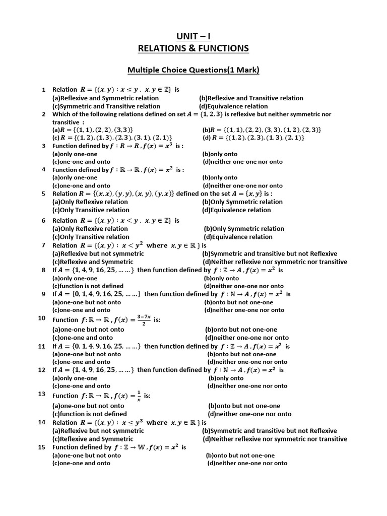10+2 Relations & Functions | PDF | Function (Mathematics) | Abstract ...