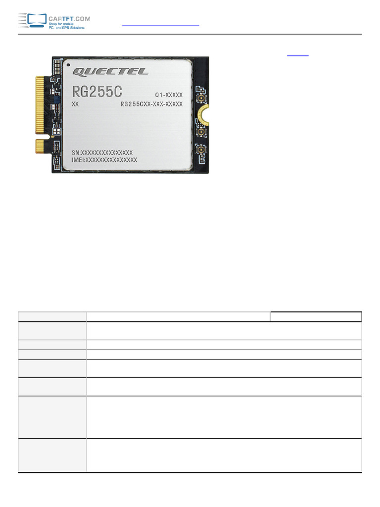 Quectel RG255C-GL M.2 Modem Overview | PDF | Lte (Telecommunication ...