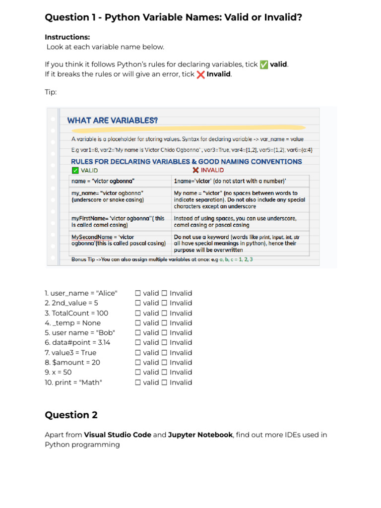 Exercise 1 - Python Class With Victorgbonna | PDF