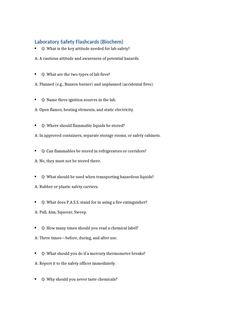 Laboratory Safety Flashcards | PDF