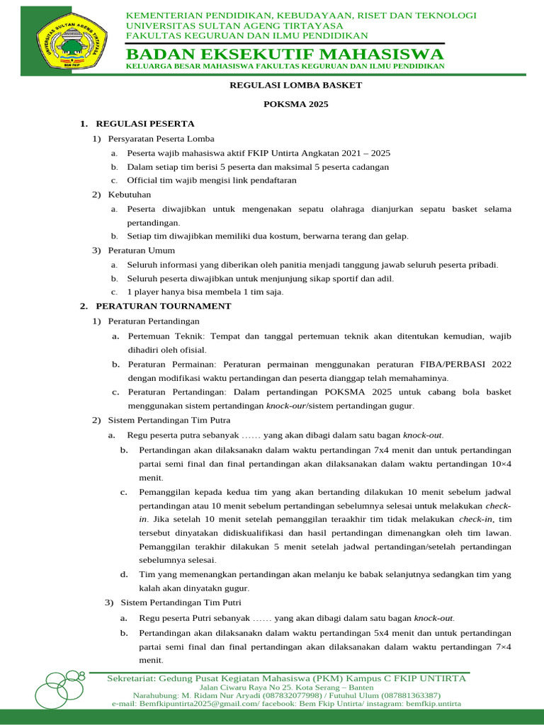 Juklak Juknis Lomba Basket Poksma 2025 090045 | PDF
