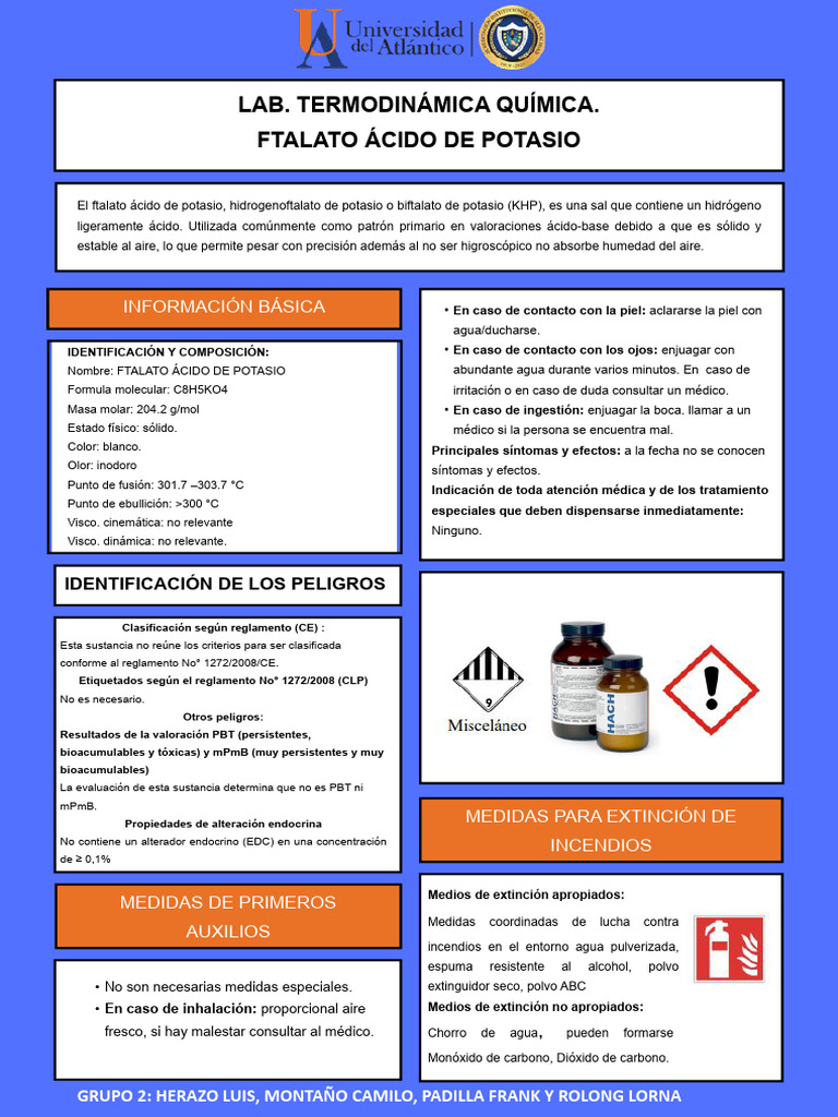 Ficha de Seguridad del Ftalato Ácido de Potasio | PDF | Agua ...