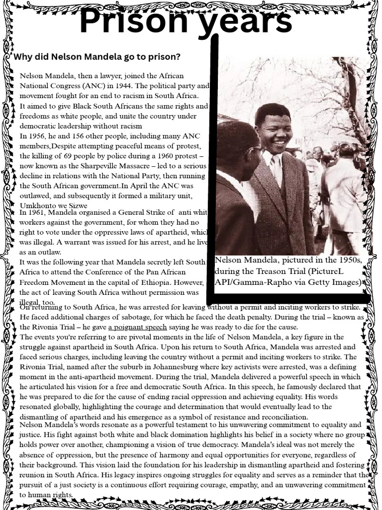 Nelson Mandela's Imprisonment Journey | PDF | Nelson Mandela | African ...