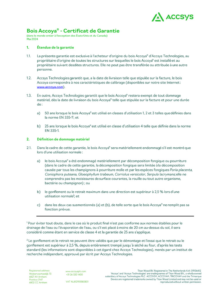 Certificat de Garantie FR | PDF