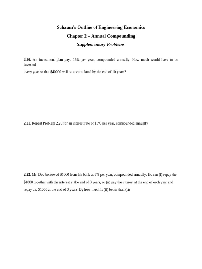 Annual Compounding Problems in Economics | PDF | Interest | Retirement