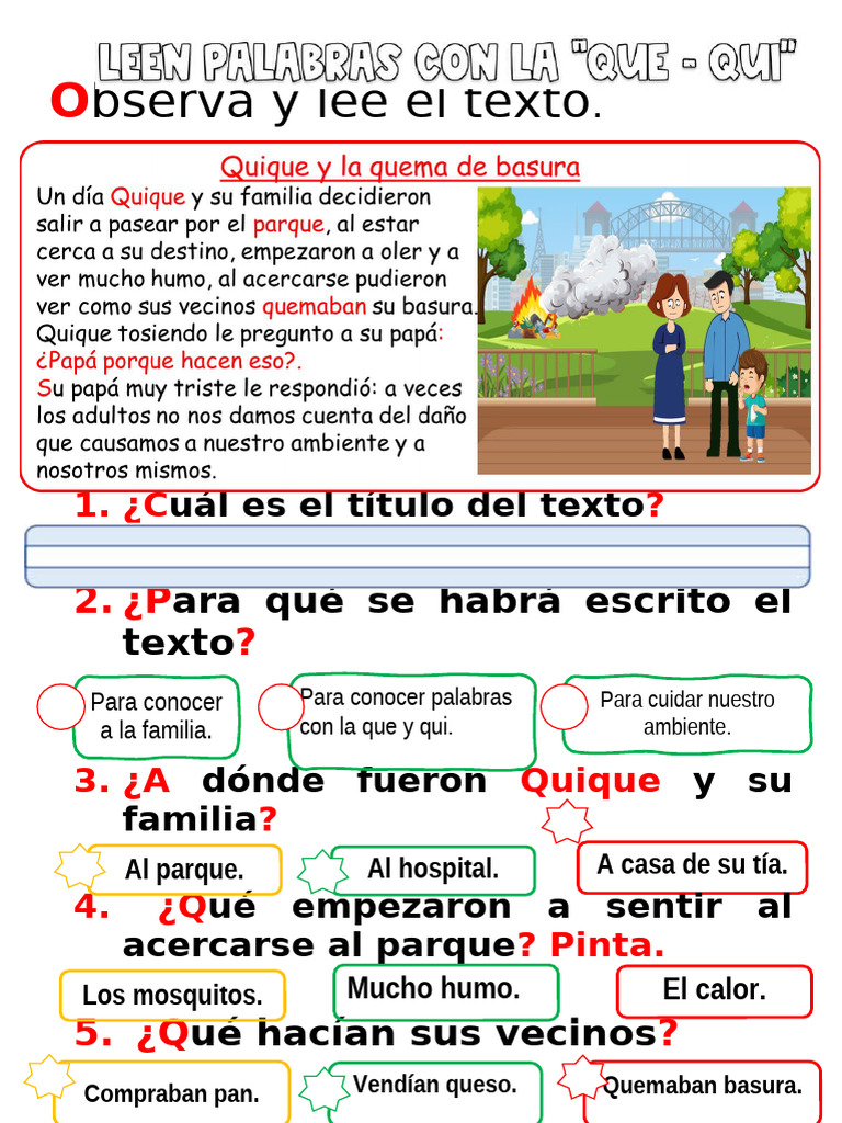 Ficha Comunicación - La Letra Que y Qui 1ro Grado | PDF
