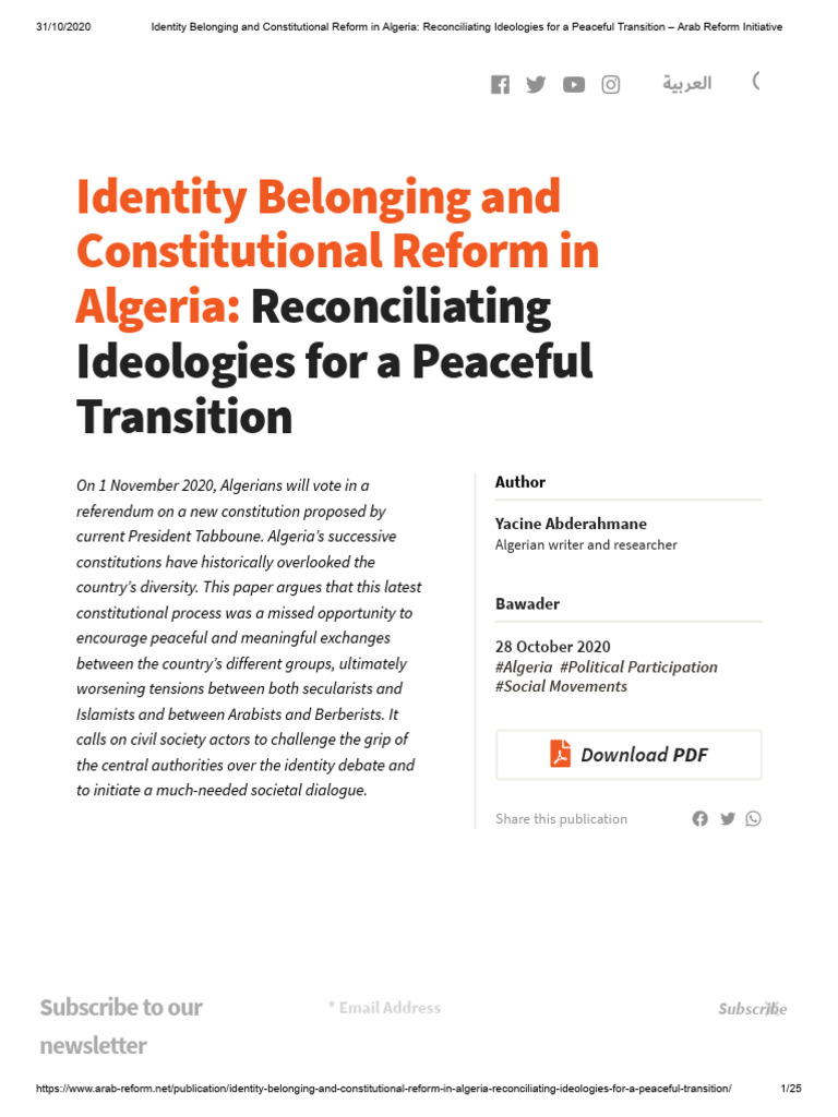 Identity Belonging and Constitutional Reform in Algeria ...