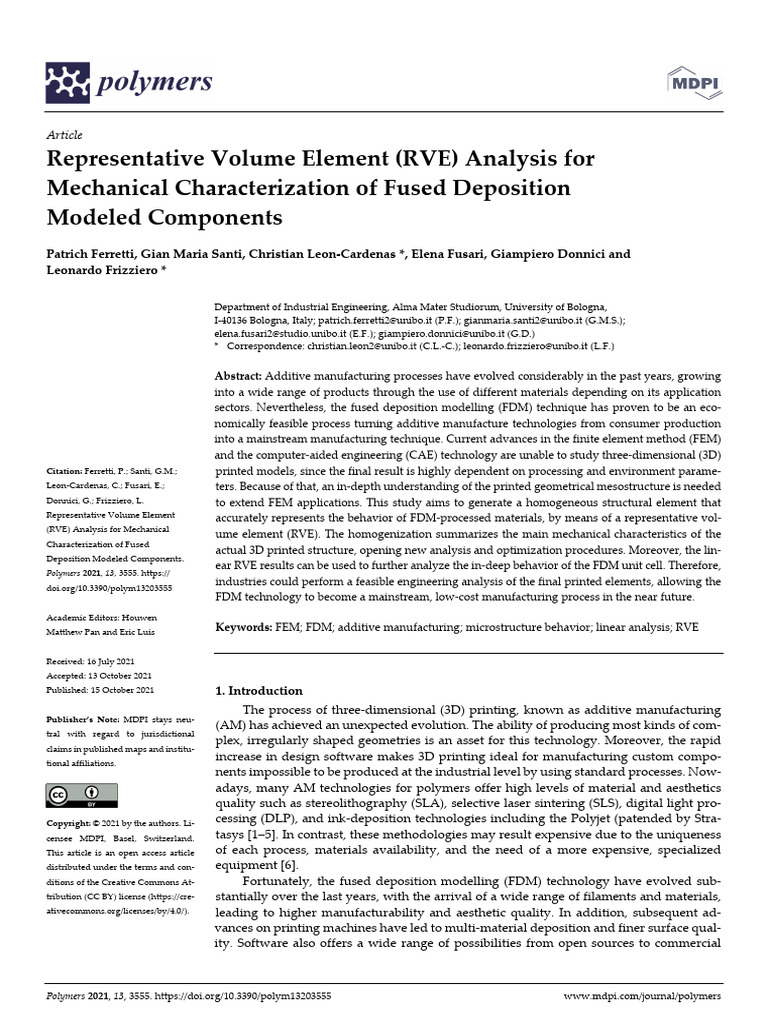 Representative Volume Element RVE Analysis For Mec | PDF | Young's ...