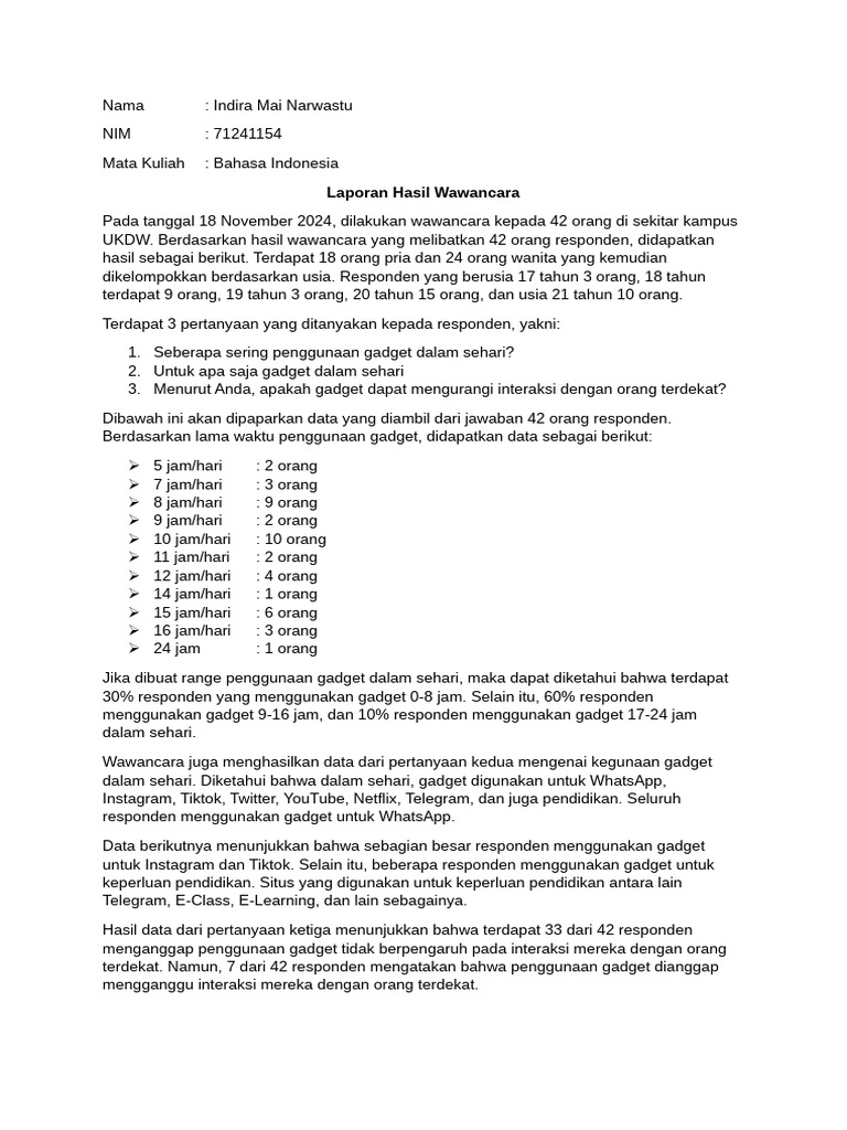 Laporan Hasil Wawancara | PDF
