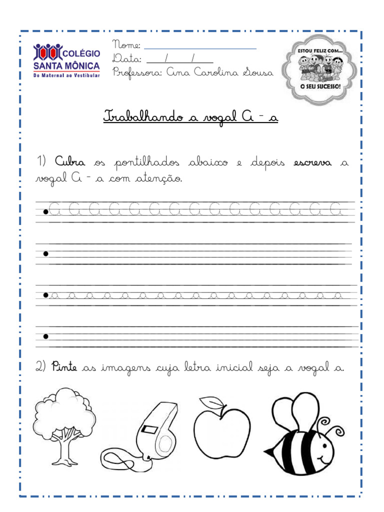 Atividades com a Vogal A – Educação Infantil | PDF