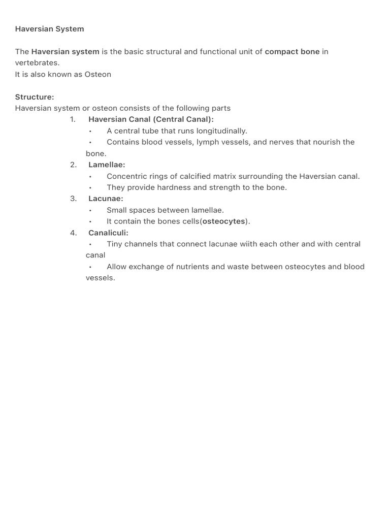 Haversian System: Structure and Function | PDF