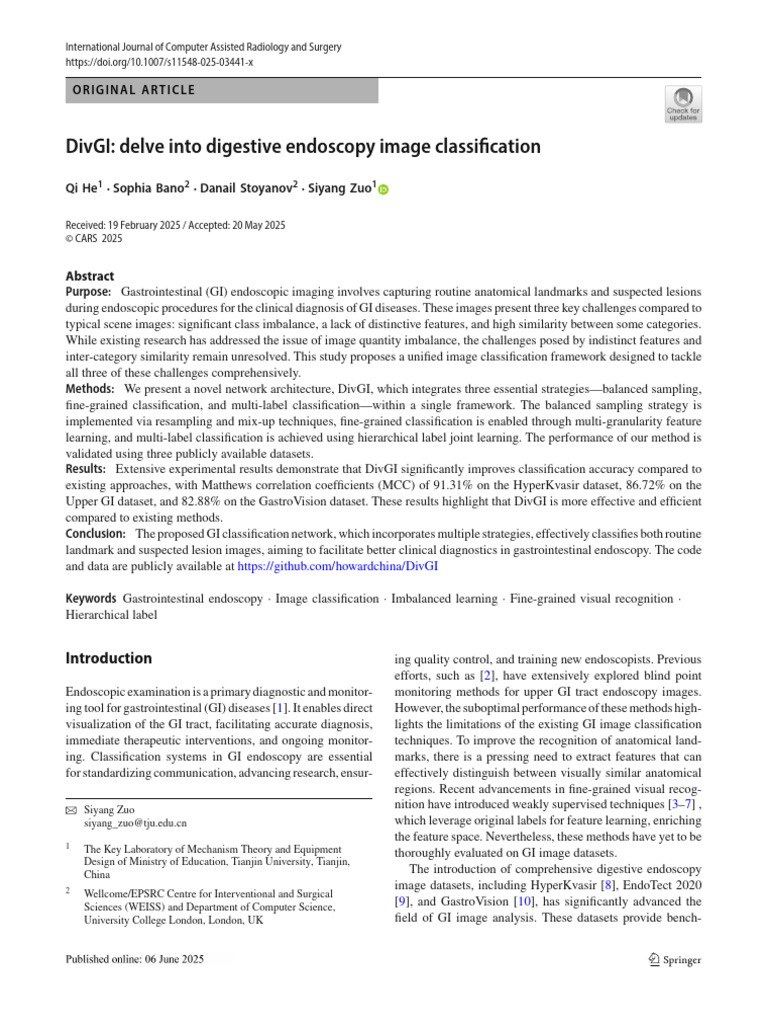 DivGI: Enhanced GI Image Classification | PDF | Statistical ...
