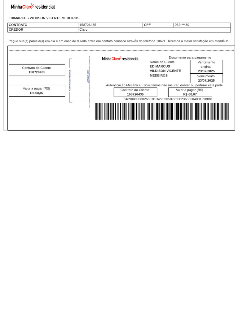 Boleto Claro (1) | PDF