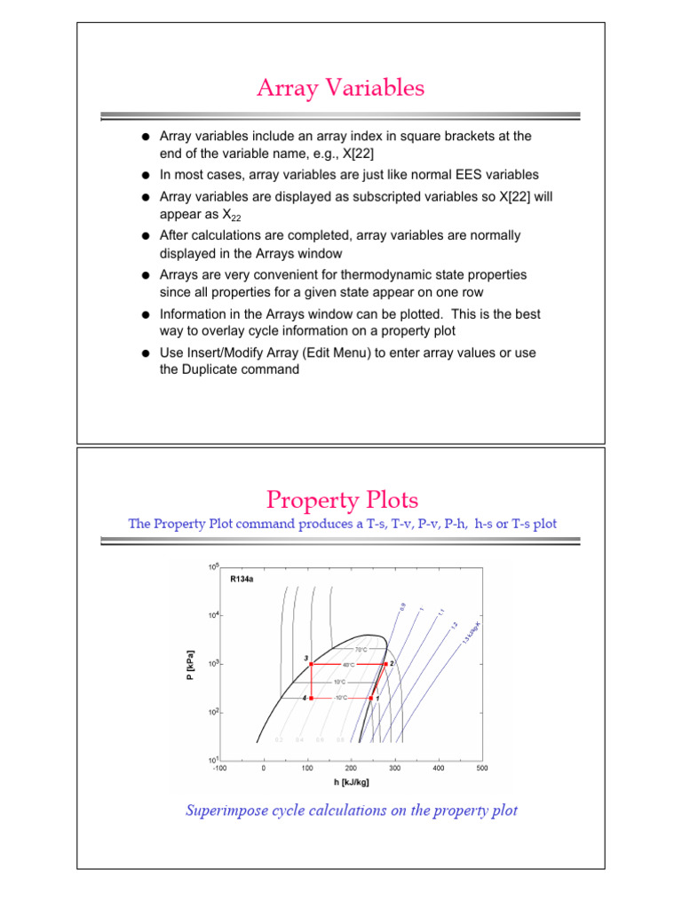 EES Arrays and Property Plots | PDF