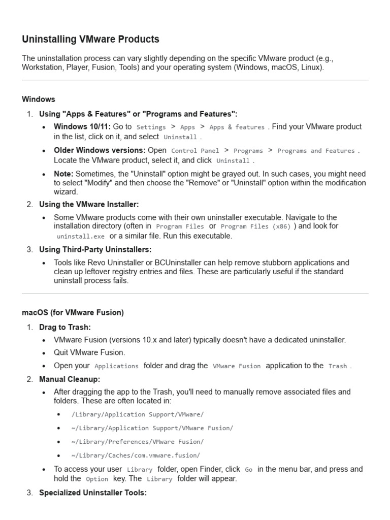 Uninstalling VMware Products Guide | PDF | Windows Registry | Computer File