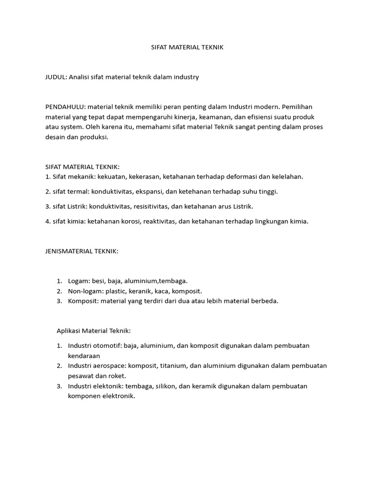 Sifat Material Teknik untuk Industri | PDF