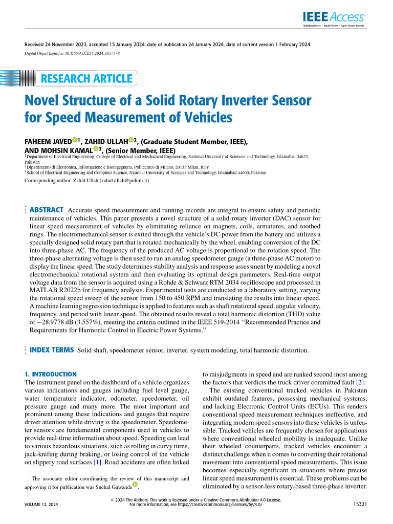 Novel Structure of A Solid Rotary Inverter Sensor For Speed Measurement ...