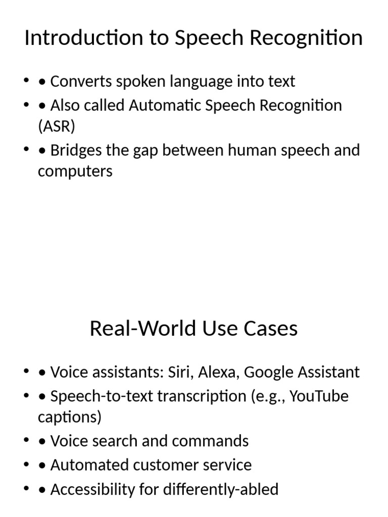 Introduction to Speech Recognition Tech | PDF