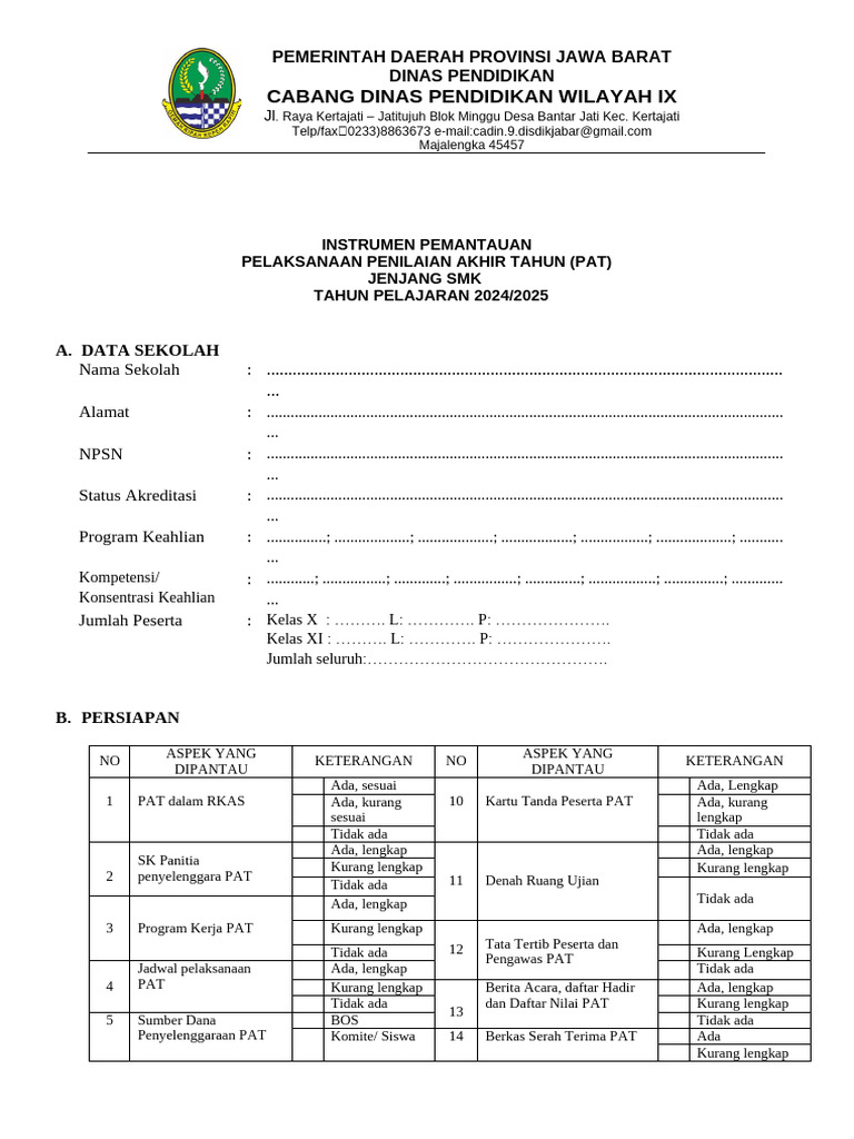 Instrumen Pat-Pas 2025 | PDF