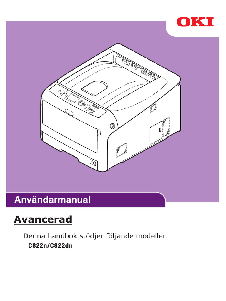 OKI C822 Advanced Printer Setup Swedish | PDF