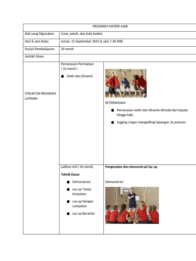 Program Latihan Lay Up Basket 30 Menit | PDF