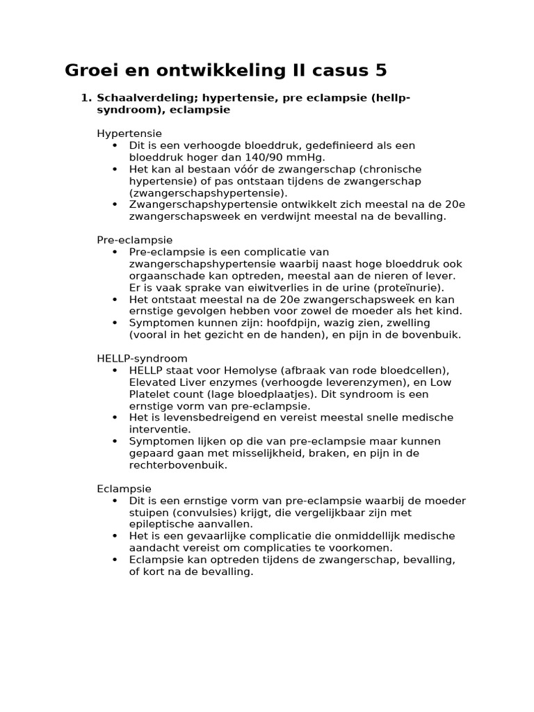 Groei en Ontwikkeling II Casus 5 | PDF