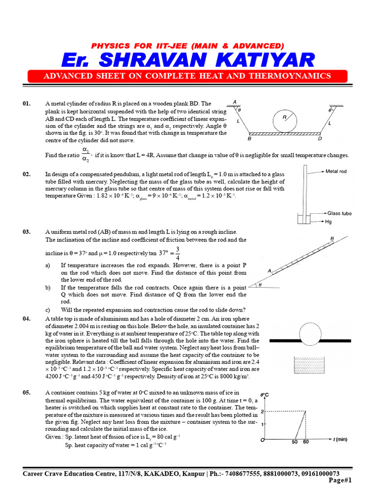 IIT-JEE Physics: Heat & Thermodynamics Problems | PDF | Gases ...