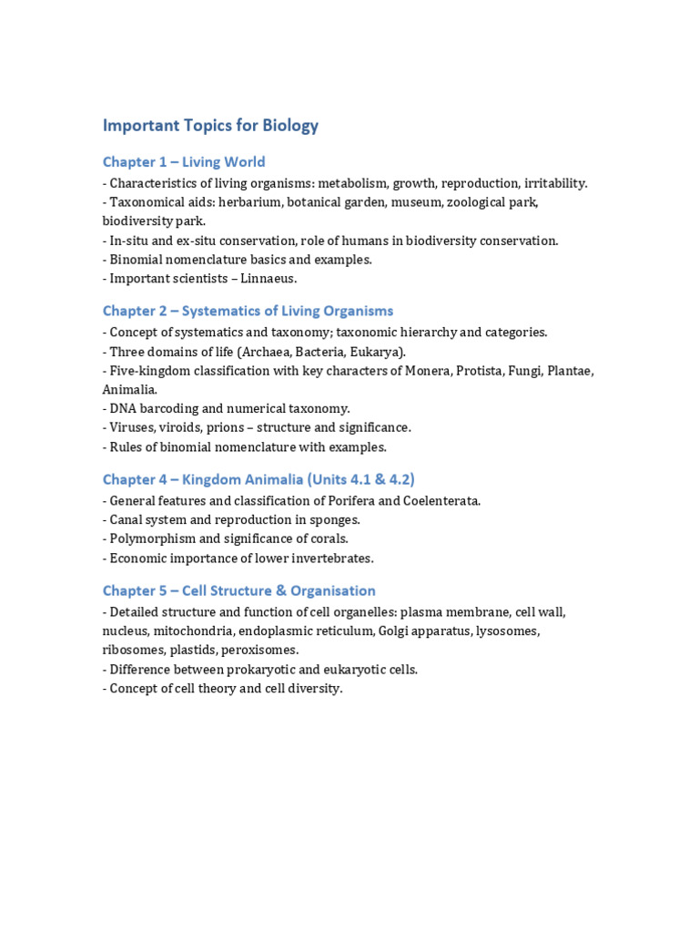 Imp Topics in Bio | PDF
