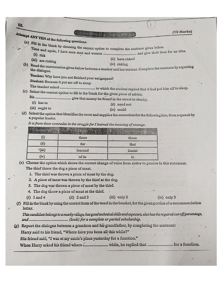Eng-10 Grammar Revision Class 10th Board. | PDF