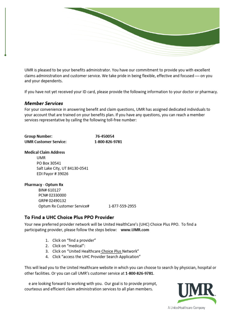UMR Claims and Contact Information | PDF
