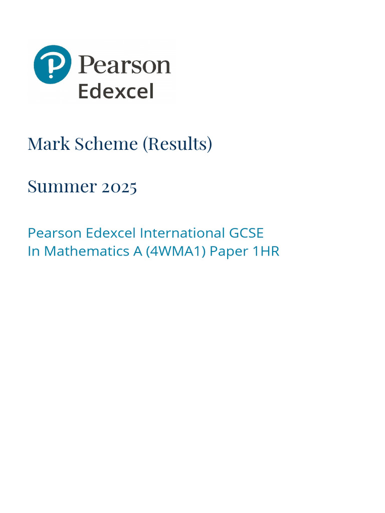 Edexcel GCSE Maths Mark Scheme 2025 | PDF | Mathematics | Elementary ...