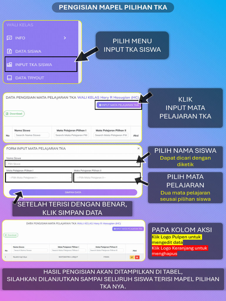 Panduan Pengisian Mapel Pilihan TKA | PDF