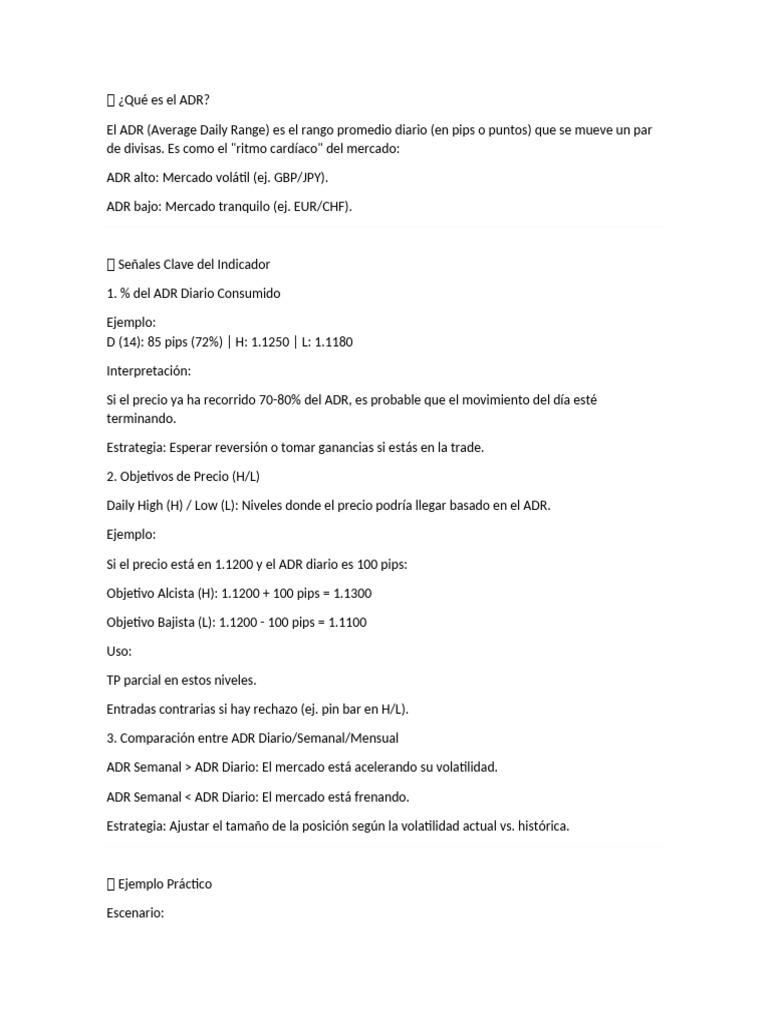 Como Operar Con El Indicador ADR | PDF | Dia de cambio | Mercados ...