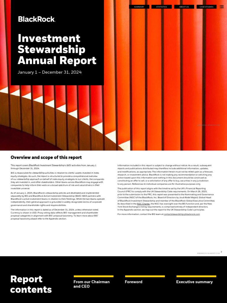 Annual Stewardship Report 2024 | PDF | Black Rock | Corporate Governance